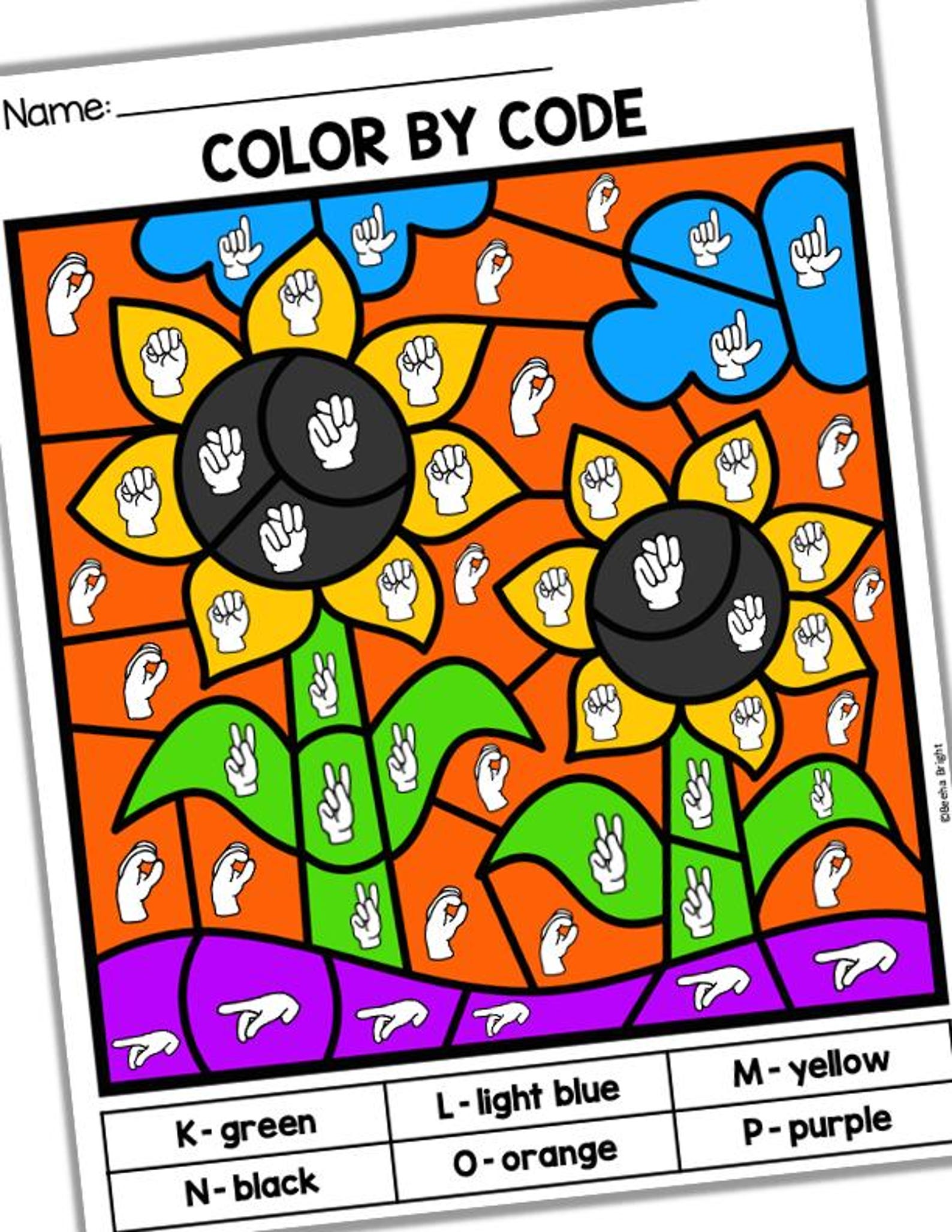 ASL Alphabet American Sign Language Fall Coloring Pages Activities Book ...