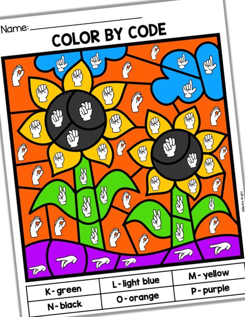 ASL Alphabet American Sign Language Fall Coloring Pages Activities Book ...