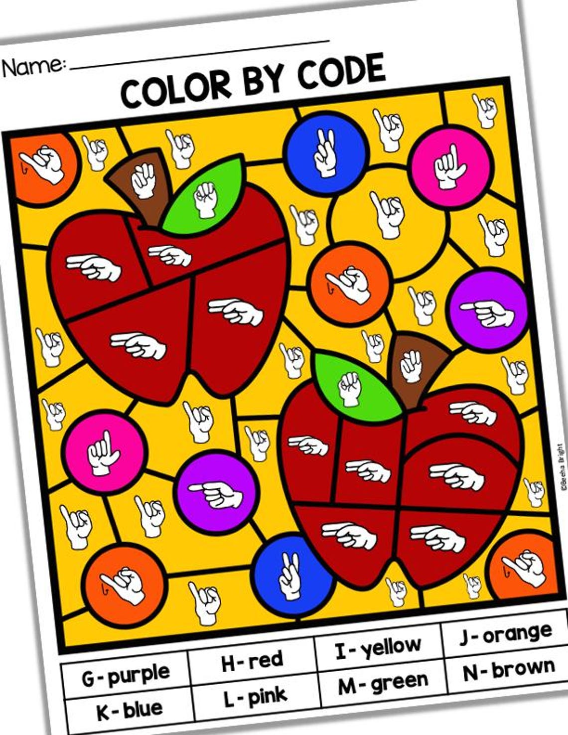 ASL Alphabet American Sign Language Fall Coloring Pages Activities Book ...