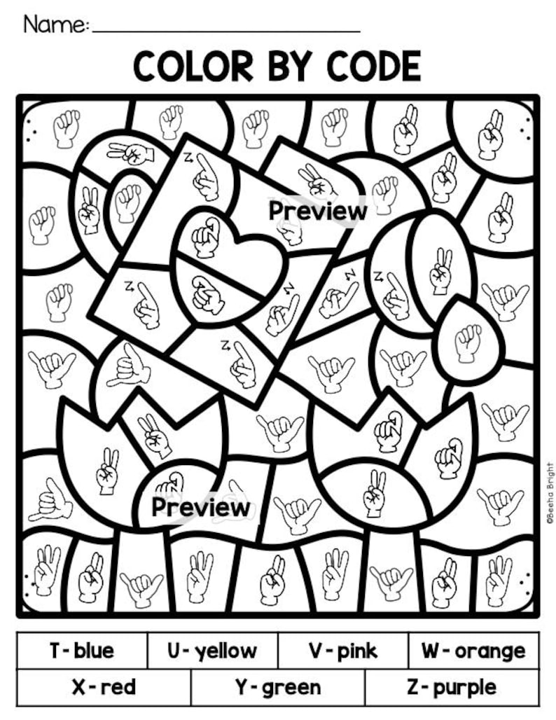 ASL Alphabet American Sign Language Spring Coloring Pages Activities ...