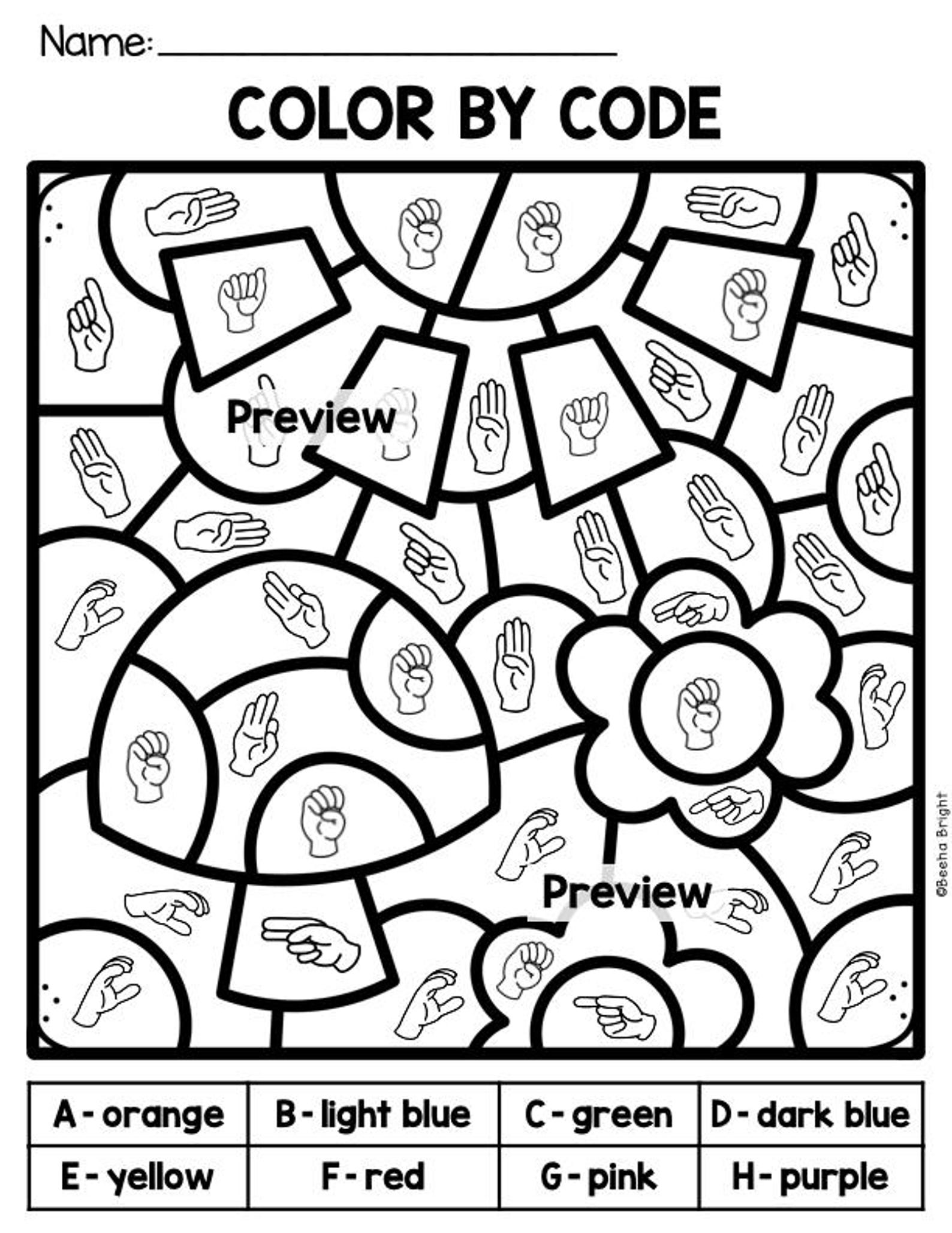 ASL Alphabet American Sign Language Spring Coloring Pages Activities ...