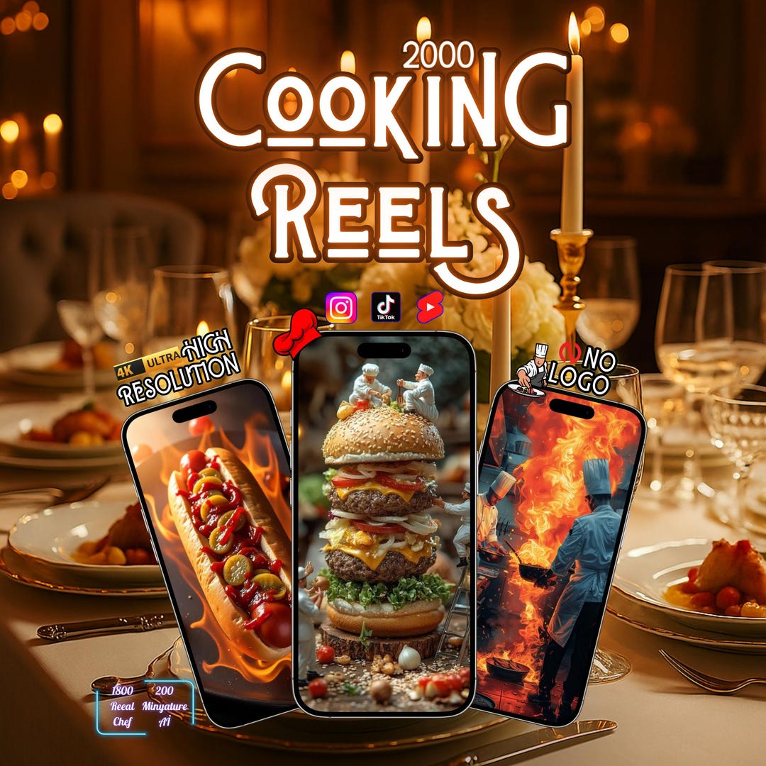 2000+ Faceless Cooking Video Pack 4K Miniature AI Chefs Food Clips ...