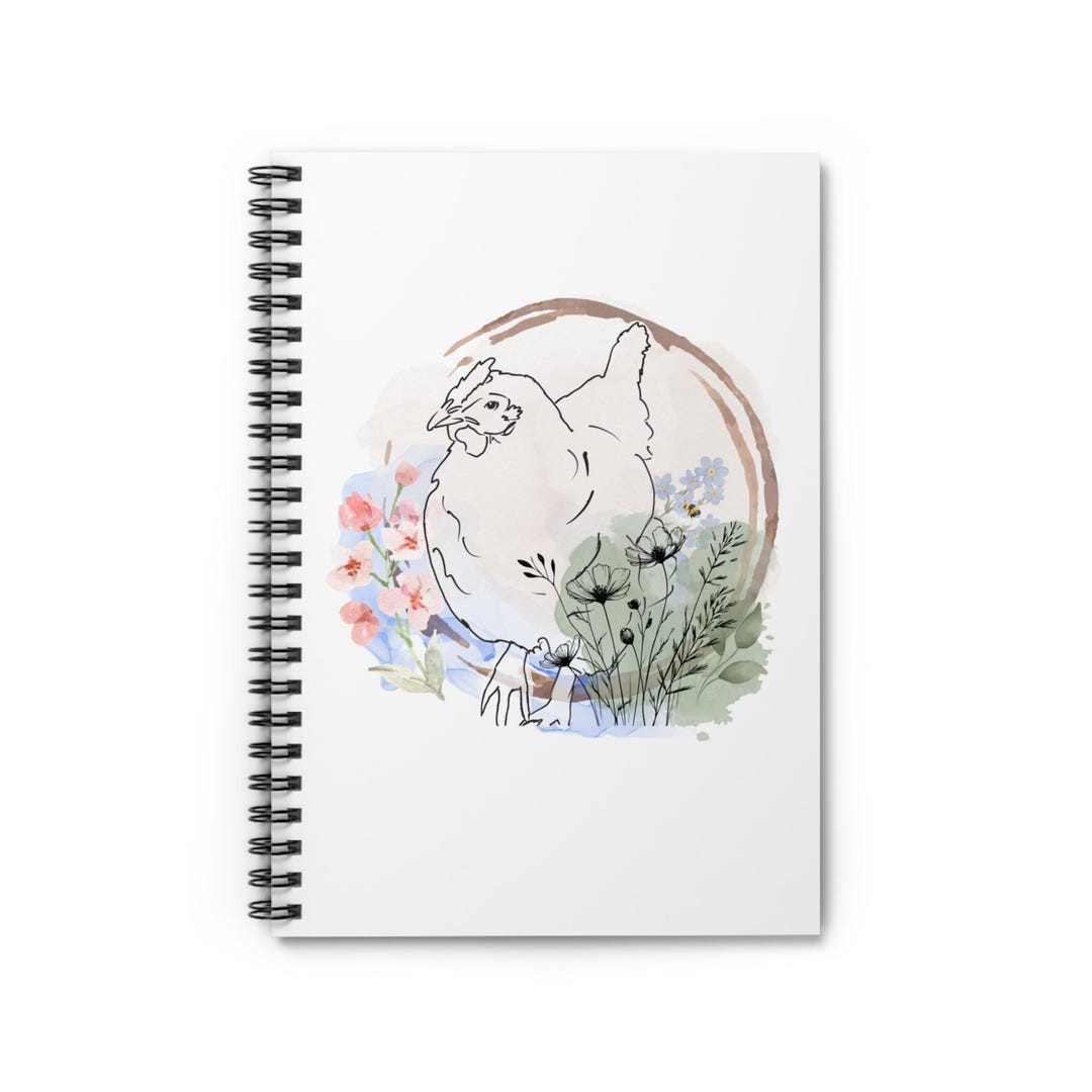 Spiral Notebook - Chicken With Flowers and Bee Design - Etsy