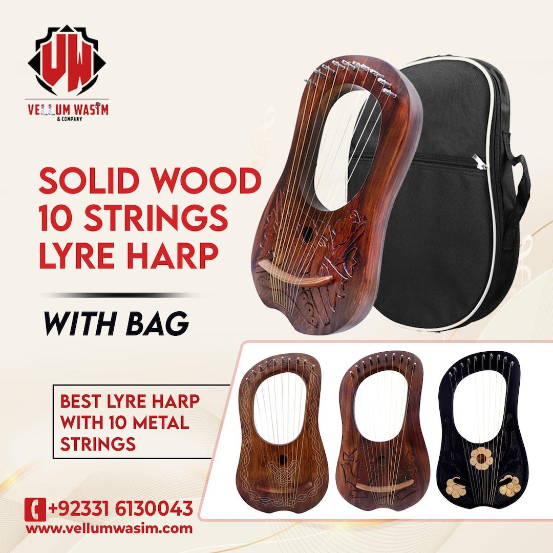 Rosewood 10-string Lyre Harp With Carry Bag & Tuning Key - Etsy
