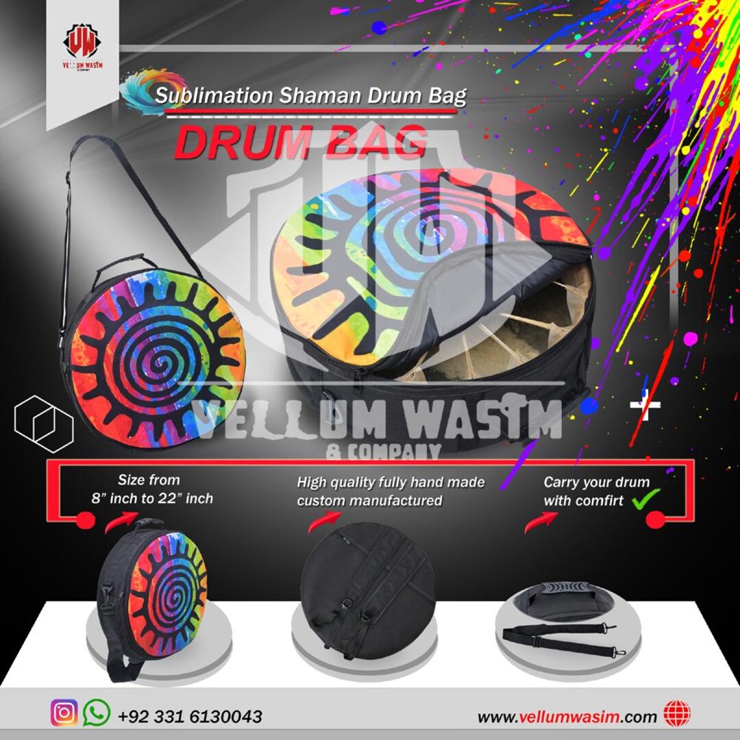 New Sublimation Shaman Drum / Farm Drum Quality Bag in Various 12 to 24 ...