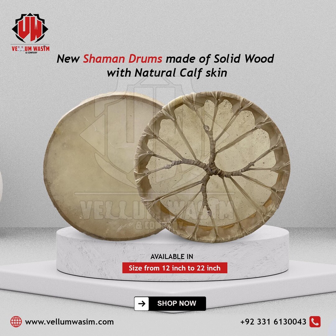 Solid Wood Shaman Drum With Natural Calf Skin - Vellum Wasim - Etsy