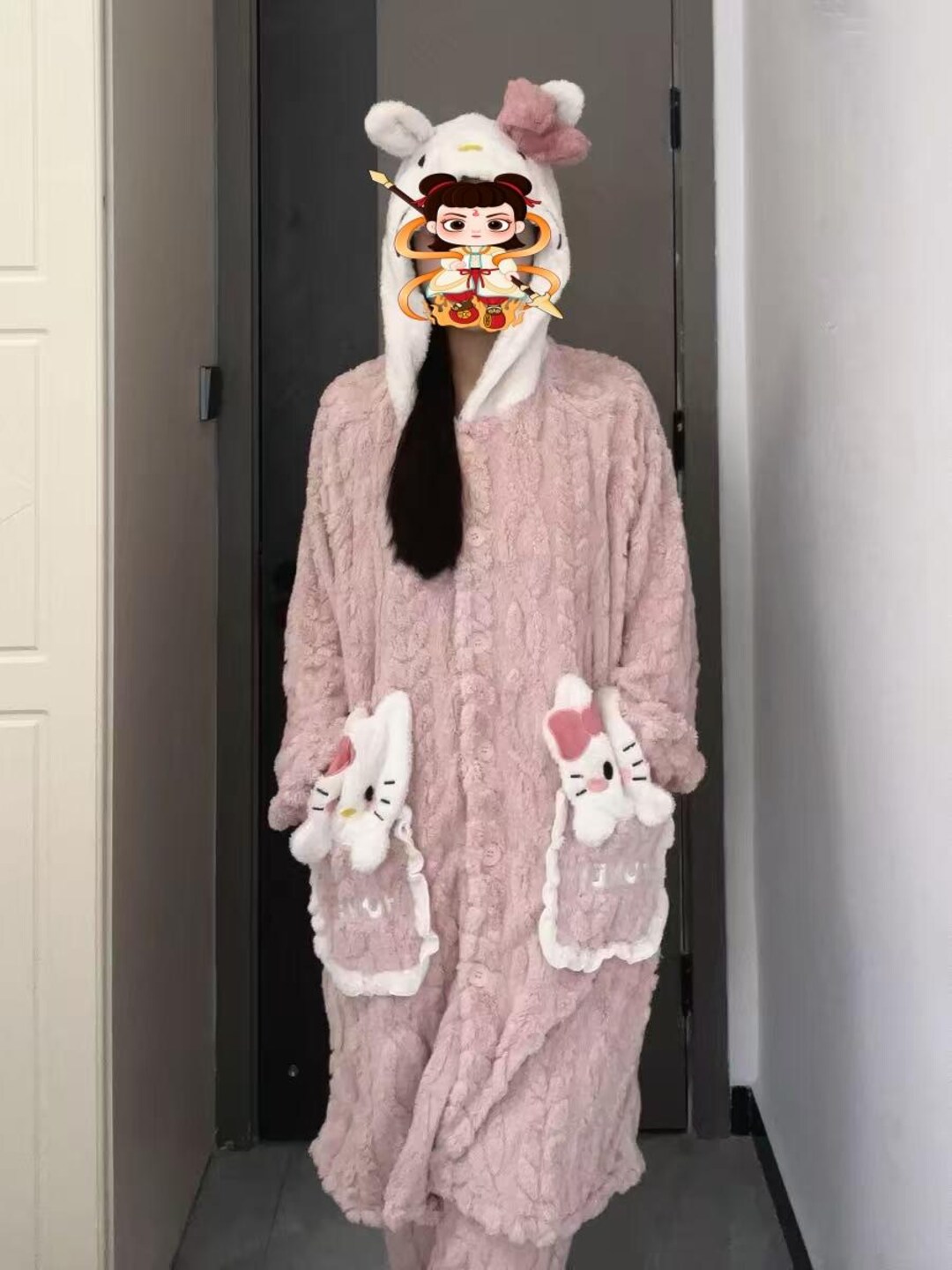 Hello Kitty Pajamas, Cute Pink Pajamas, Flannel Pajamas, Hooded Pajamas ...