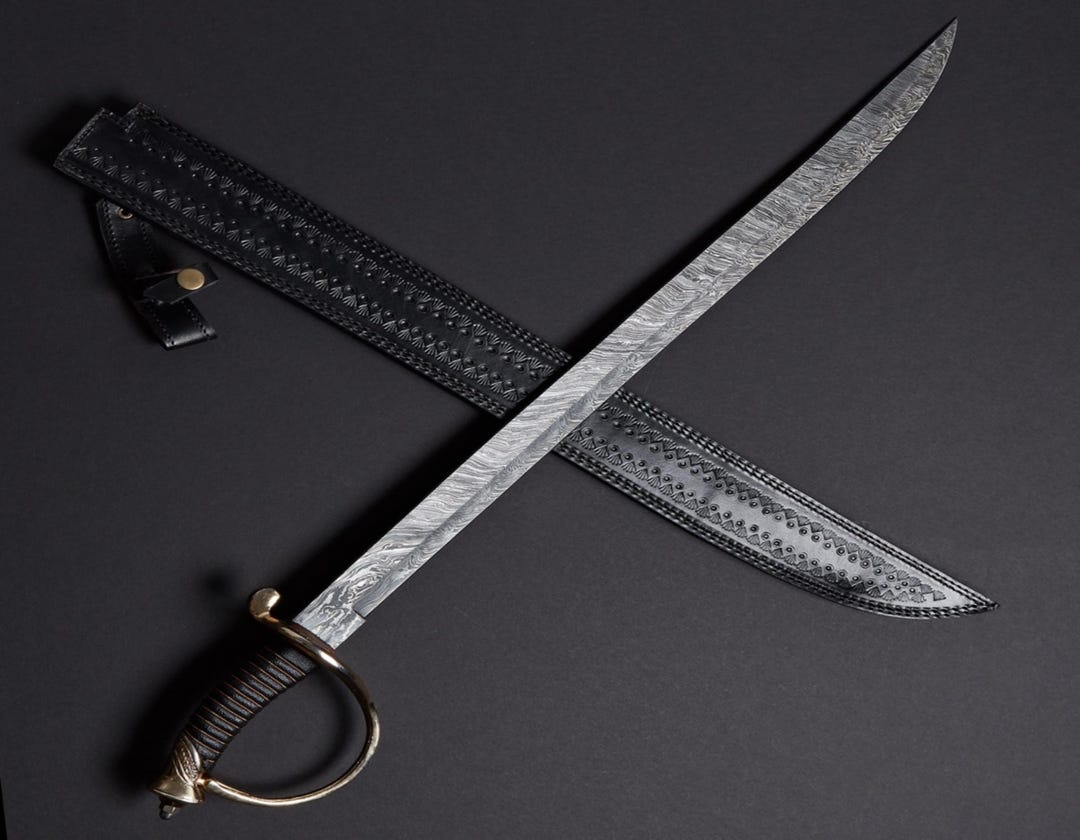 Hand Forged, Custom Damascus Steel Sword 32 Inches, Full Tang, Cutlass ...