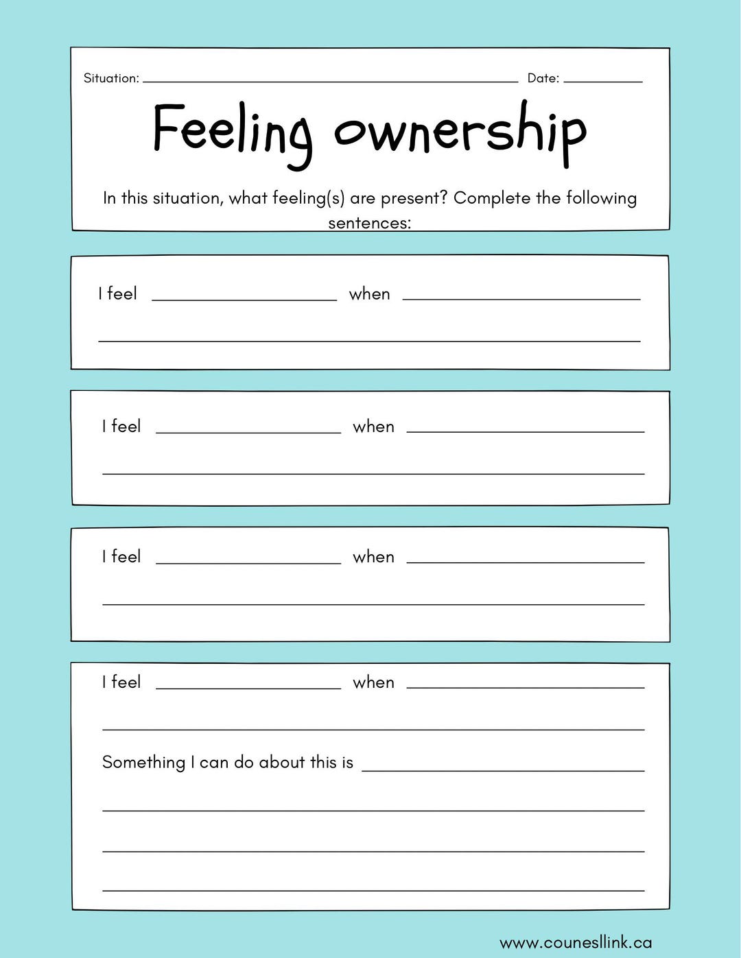 Feelings Worksheet for Children - Counselling Worksheets, Understanding ...