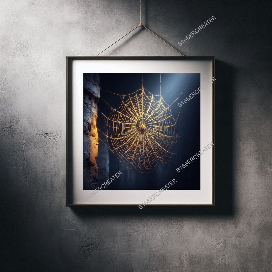 Spider Weaving Its Web Spider Web Wall Art Spider Print Halloween Decor ...