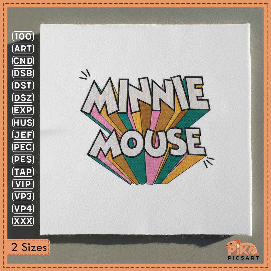 Minnie Mouse Logo Embroidery Design: (digital Download) Two Sizes, With ...