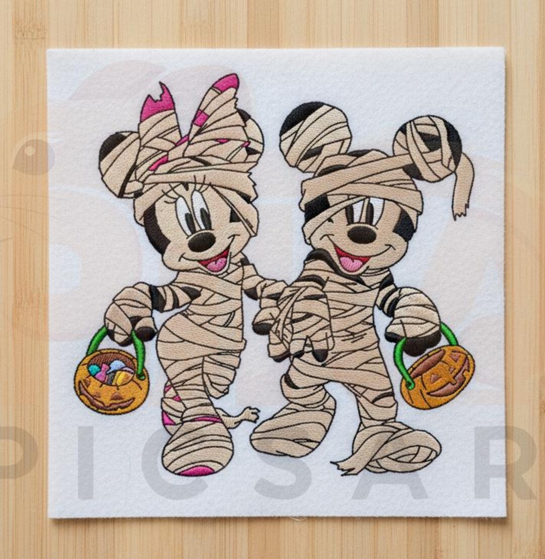 Mickey and Minnie Mummy Embroidery Design: Halloween Mouse (instant ...