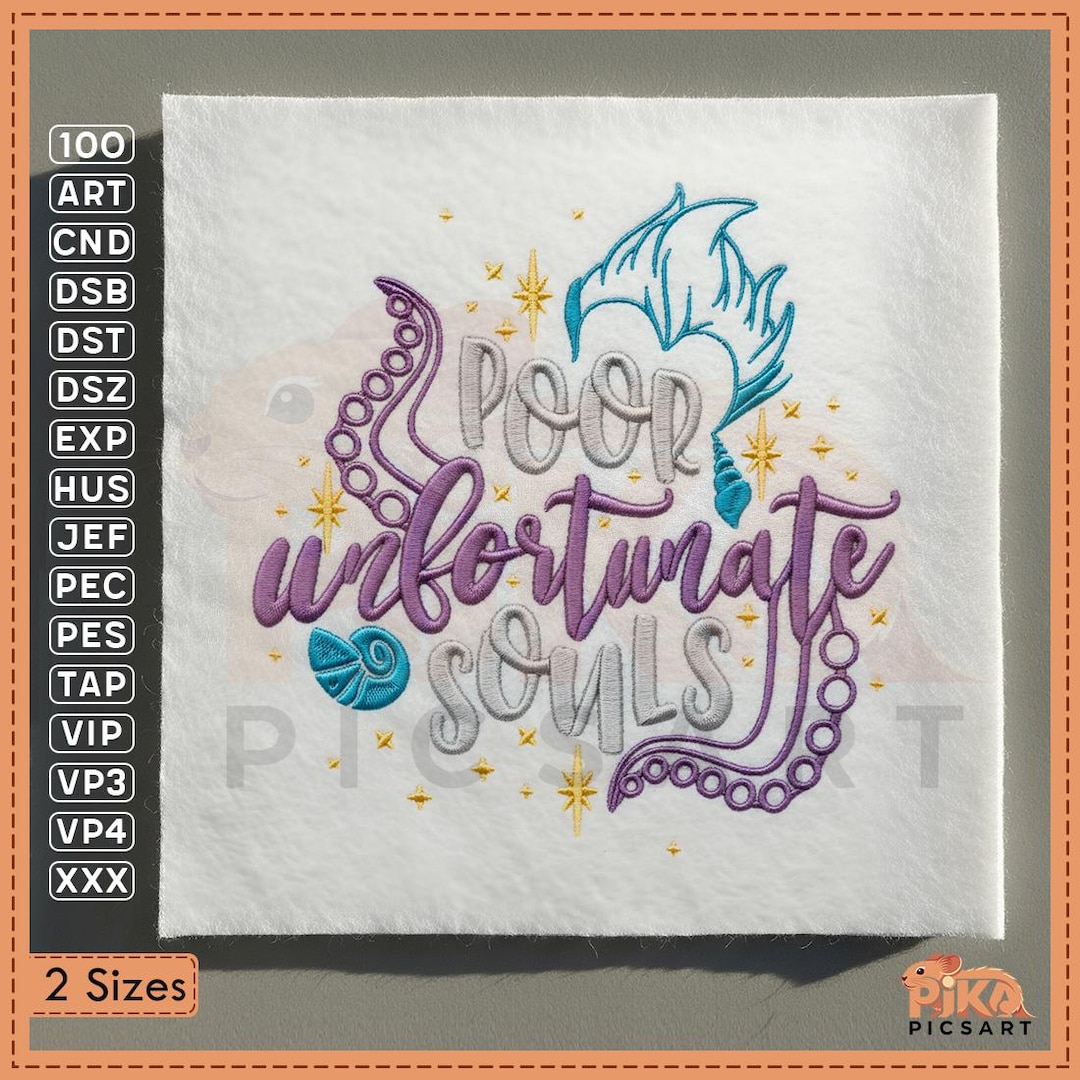 Ursula Embroidery Design: Little Mermaid Villain, Sea Witch (instant ...
