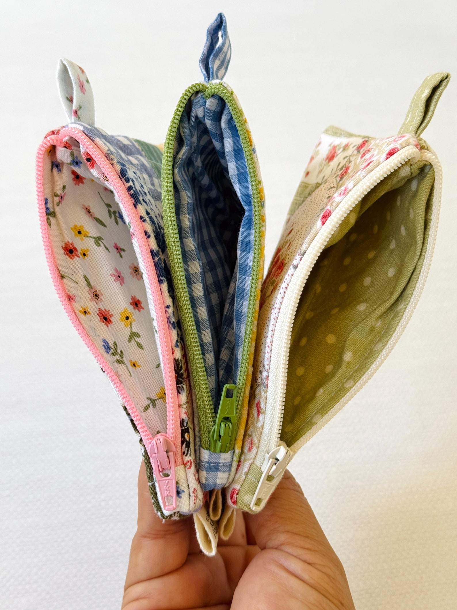 Small Quilted Cotton Fabric Keychain Wallet | Handmade Zipper Pouch ...