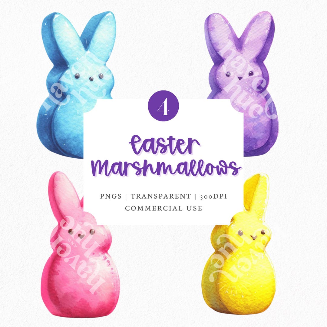 Watercolor Easter Bunny Clipart, Pastel Marshmallow Bunny Png, Spring ...