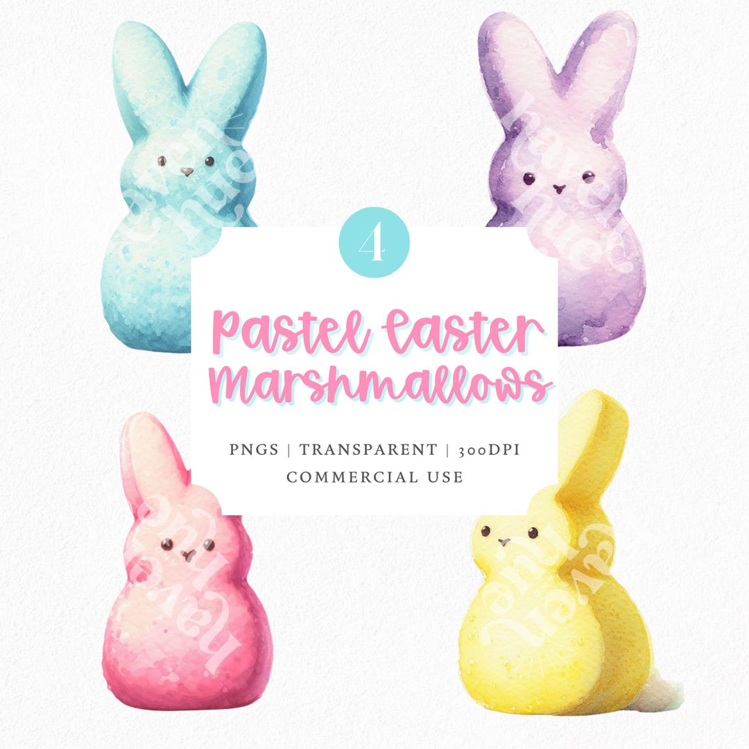 Watercolor Easter Bunny Clipart, Pastel Marshmallow Bunny Png, Spring ...