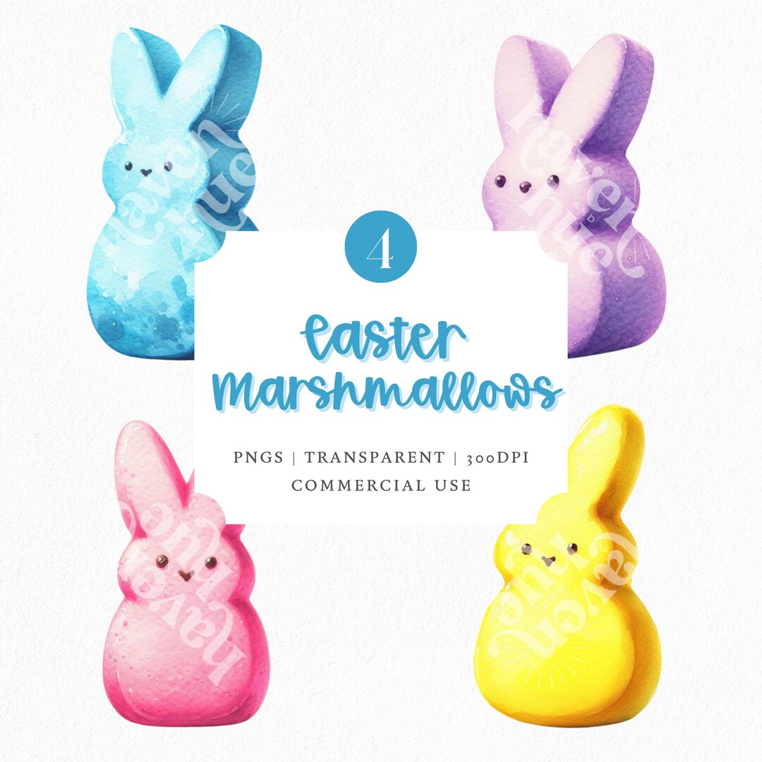 Watercolor Easter Bunny Clipart, Pastel Marshmallow Bunny Png, Spring ...