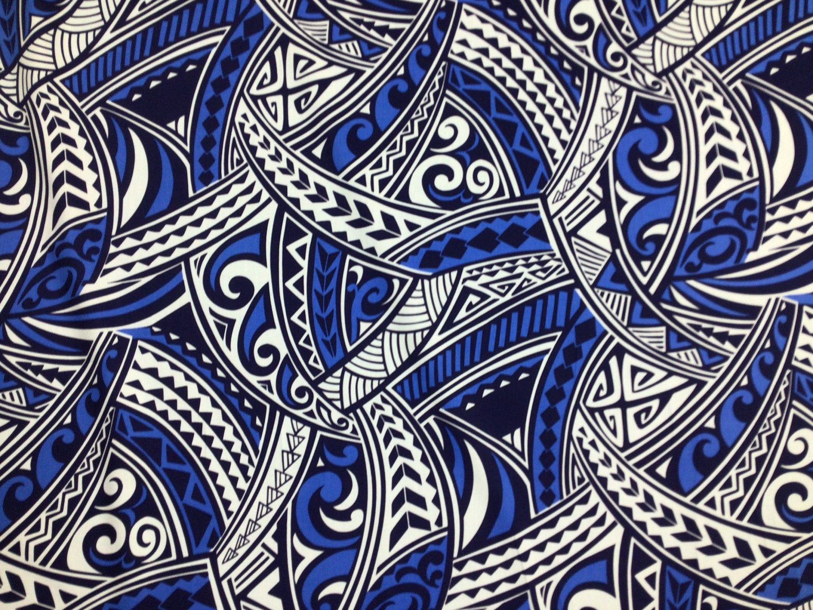 Blue Tribal Hawaiian Print Cotton Fabric Sold by the Yard (yardage ...