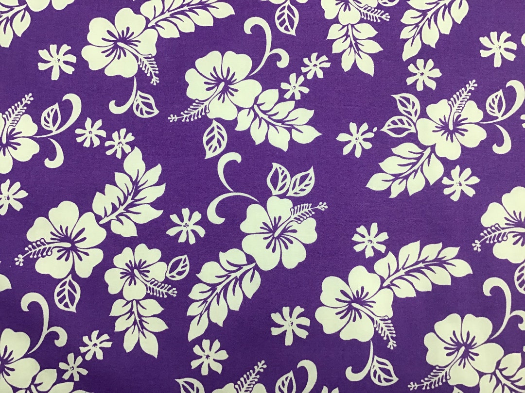 Purple Classic Hawaiian Print Fabric 100% Cotton Sold by the Yard ...