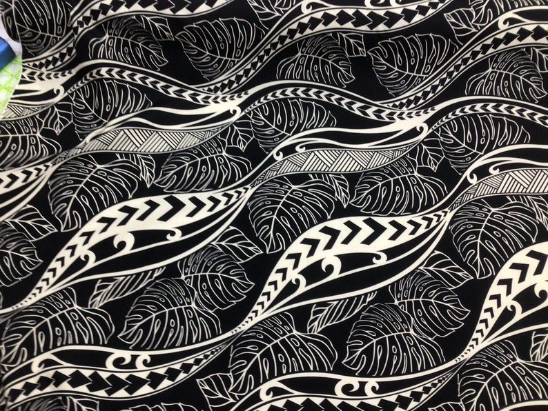 SALE! Black and White Tribal Poly Cotton Hawaiian Print Sold by the ...