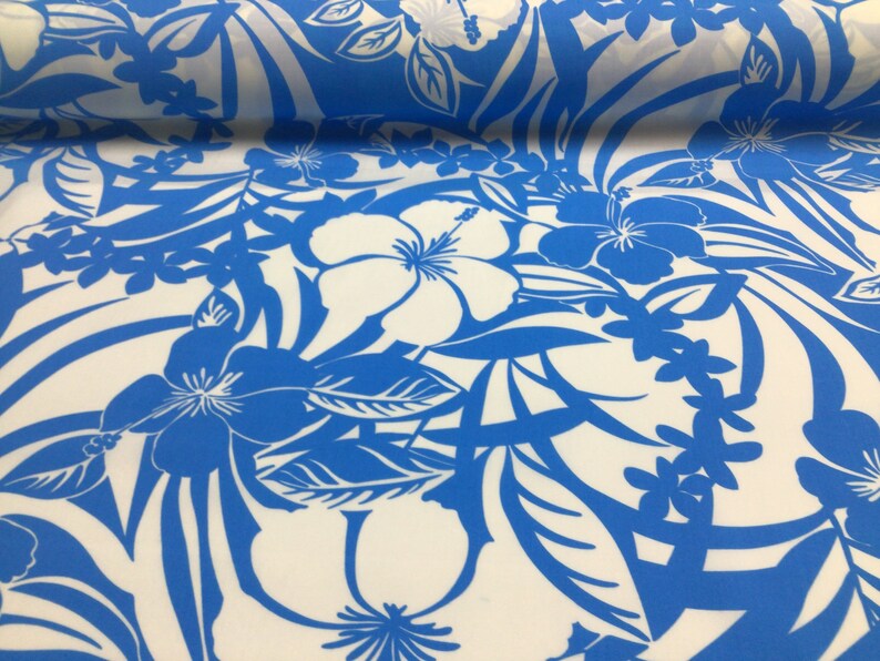 Sky Blue Hawaiian Print in Poly-cotton Sold Bu the Yard | Etsy