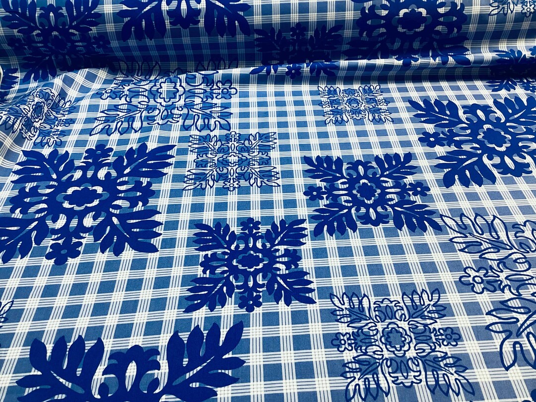 Printed Palaka With Quilt Design in Peri Color Hawaiian Print 100% ...
