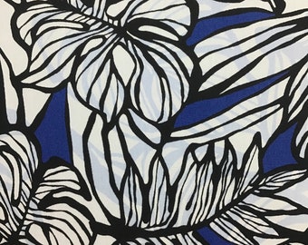 Blue Tribal Hawaiian Print Cotton Fabric Sold by the Yard | Etsy