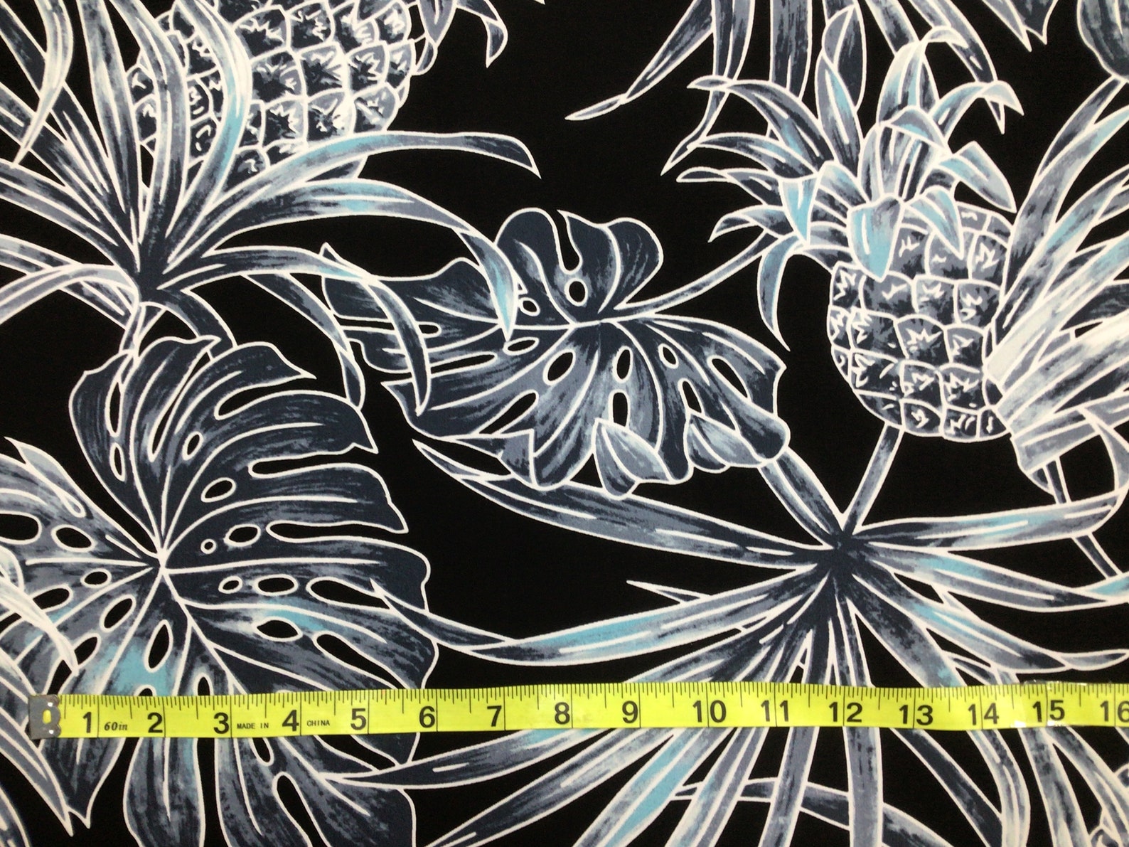 Black Tropical Hawaiian Print Fabric in Cotton yardage - Etsy