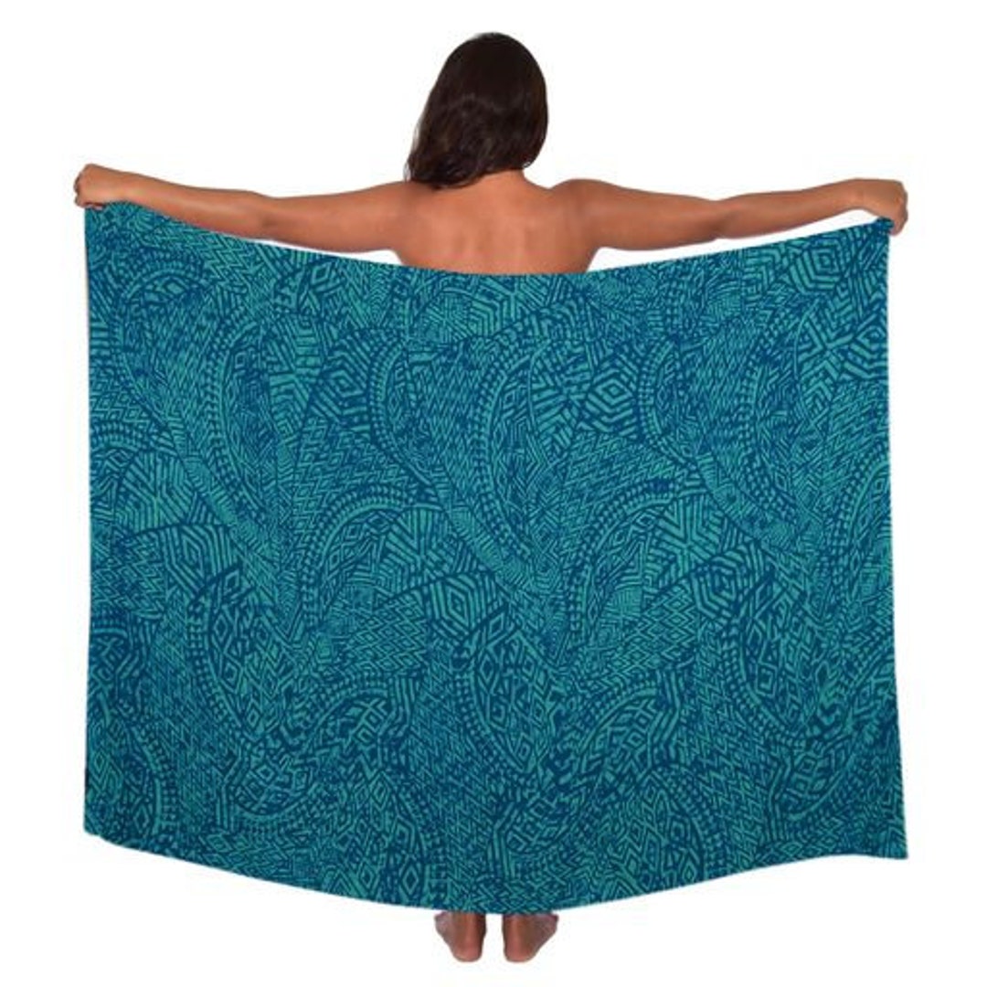 Lightweight Turquoise/blue Samoa Design Pareo sarong Lava Lava Beach ...