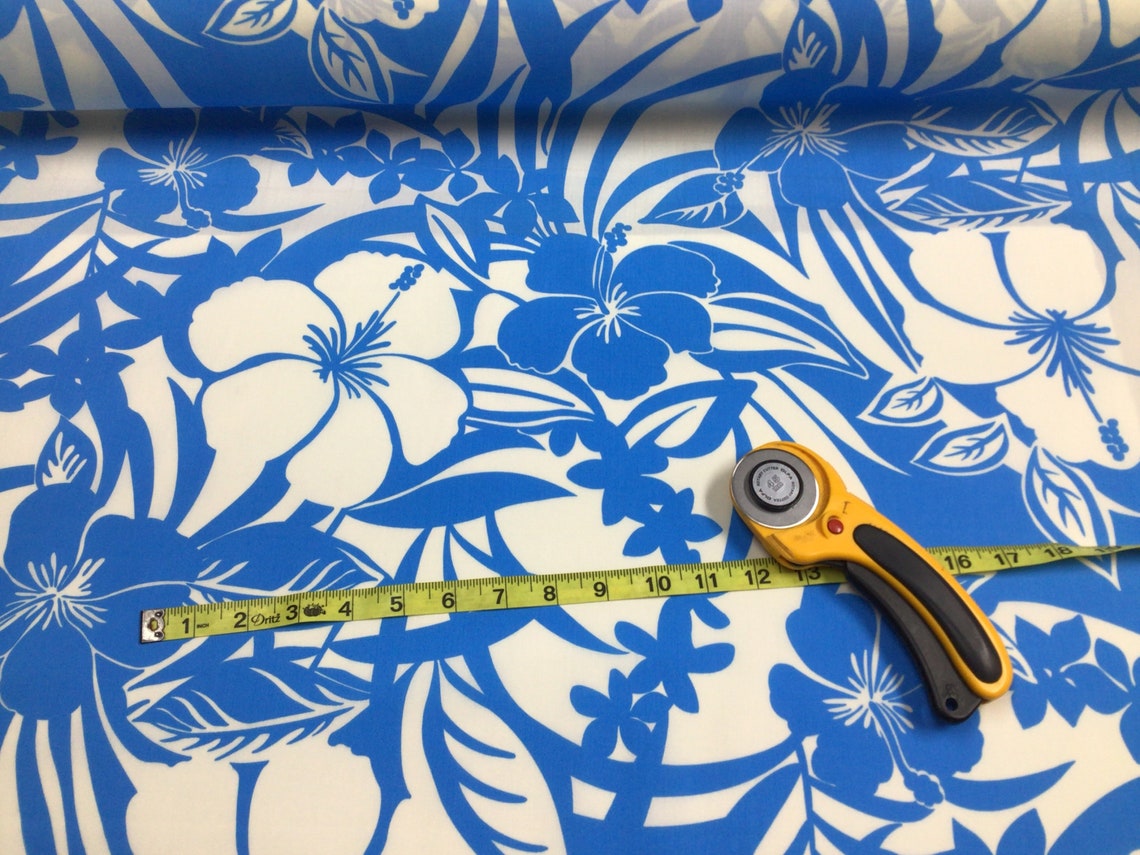 Sky Blue Hawaiian Print in Poly-cotton Sold Bu the Yard | Etsy