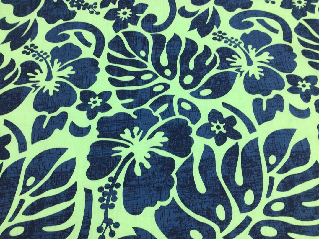 Green Tropical Hawaiian Print Poly Cotton Sold by the Yard (yardage ...