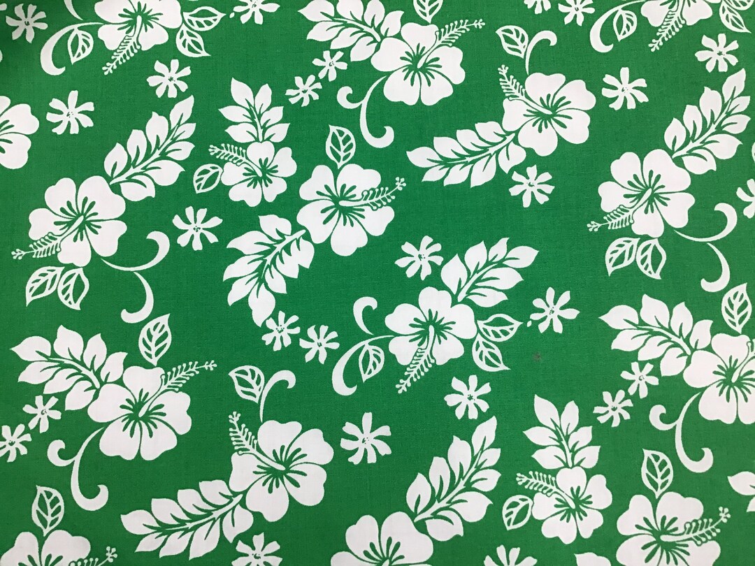 Green Classic Hawaiian Print Fabric 100% Cotton Sold by the Yard ...