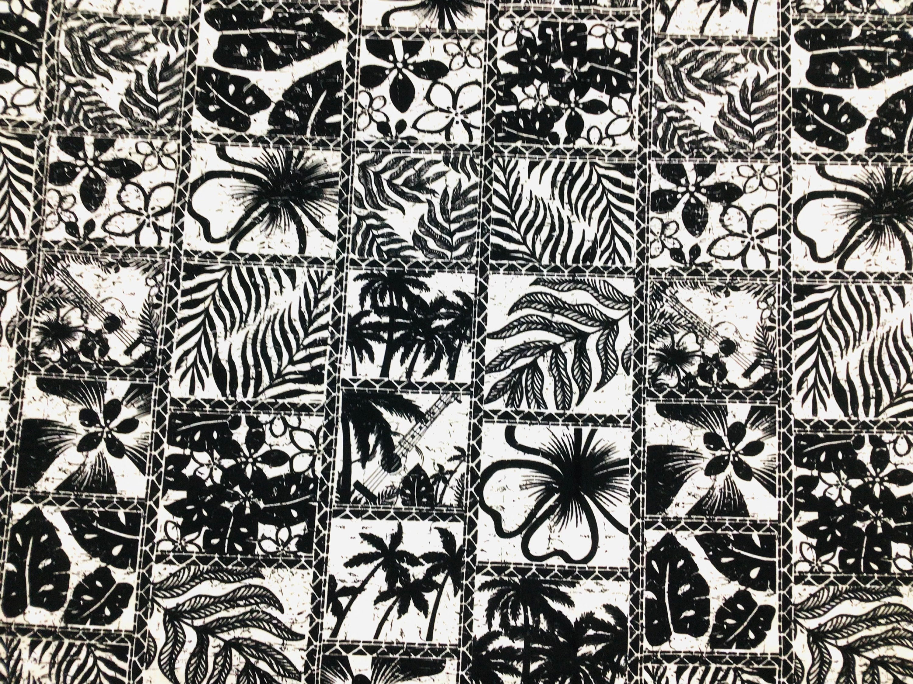 SALE Black Hawaiian Print Fabric Sold by the Yard Poly Cotton | Etsy