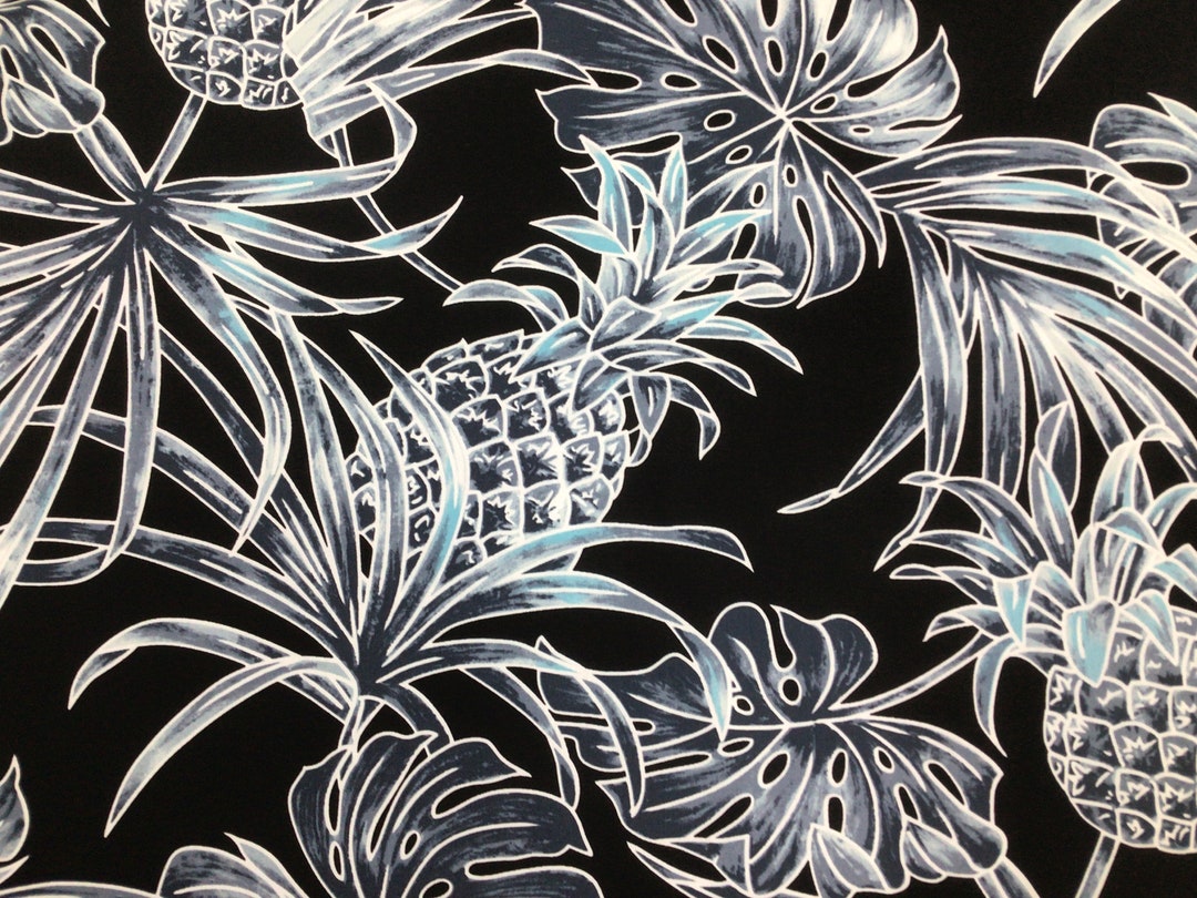 Black Tropical Hawaiian Print Fabric in Cotton (yardage Available) - Etsy