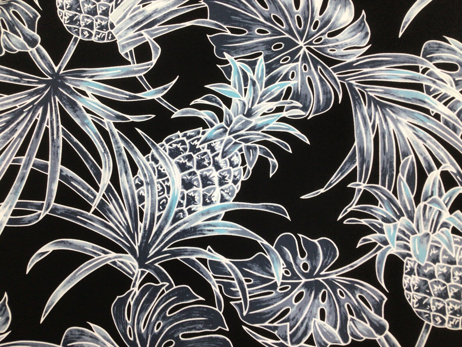 Black Tropical Hawaiian Print Fabric in Cotton yardage - Etsy