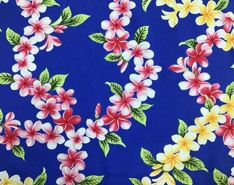 Blue Hawaiian Print in Cotton yardage Available | Etsy