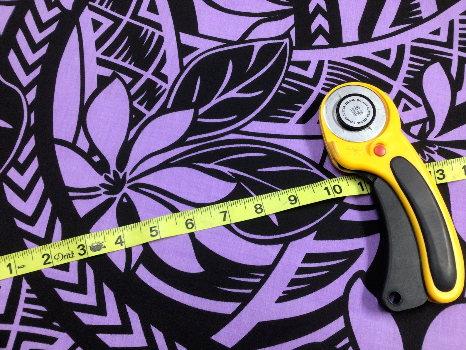 Lavender Tribal With Tiare Flowers Hawaiian Print in Poly-cotton ...