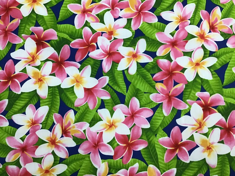 Blue Hawaiian Print in Cotton yardage Available | Etsy