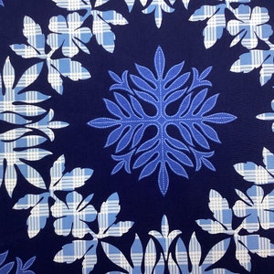 Navy Blue Palaka Quilt Tropical Hawaiian Print in Poly Cotton Fabric ...