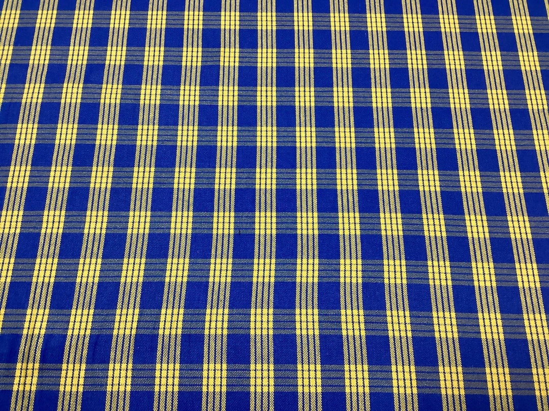 Royal Blue and Yellow Palaka Heavy Woven Fabric 100% Cotton Sold by the ...