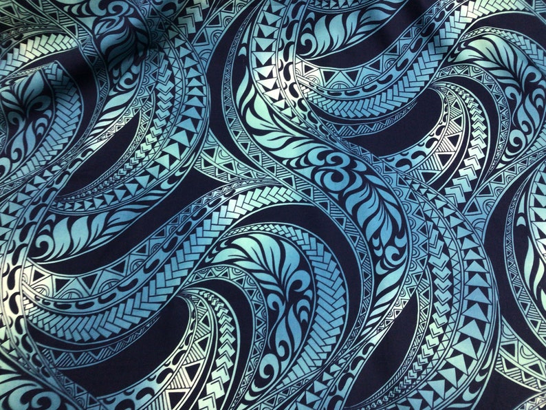 Navy Blue Tribal Hawaiian Print in 100% Cotton Sold by the - Etsy