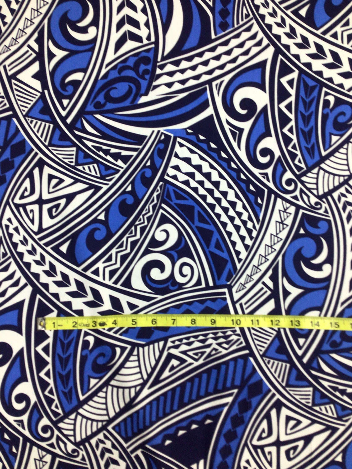 Blue Tribal Hawaiian Print Cotton Fabric Sold by the Yard (yardage ...