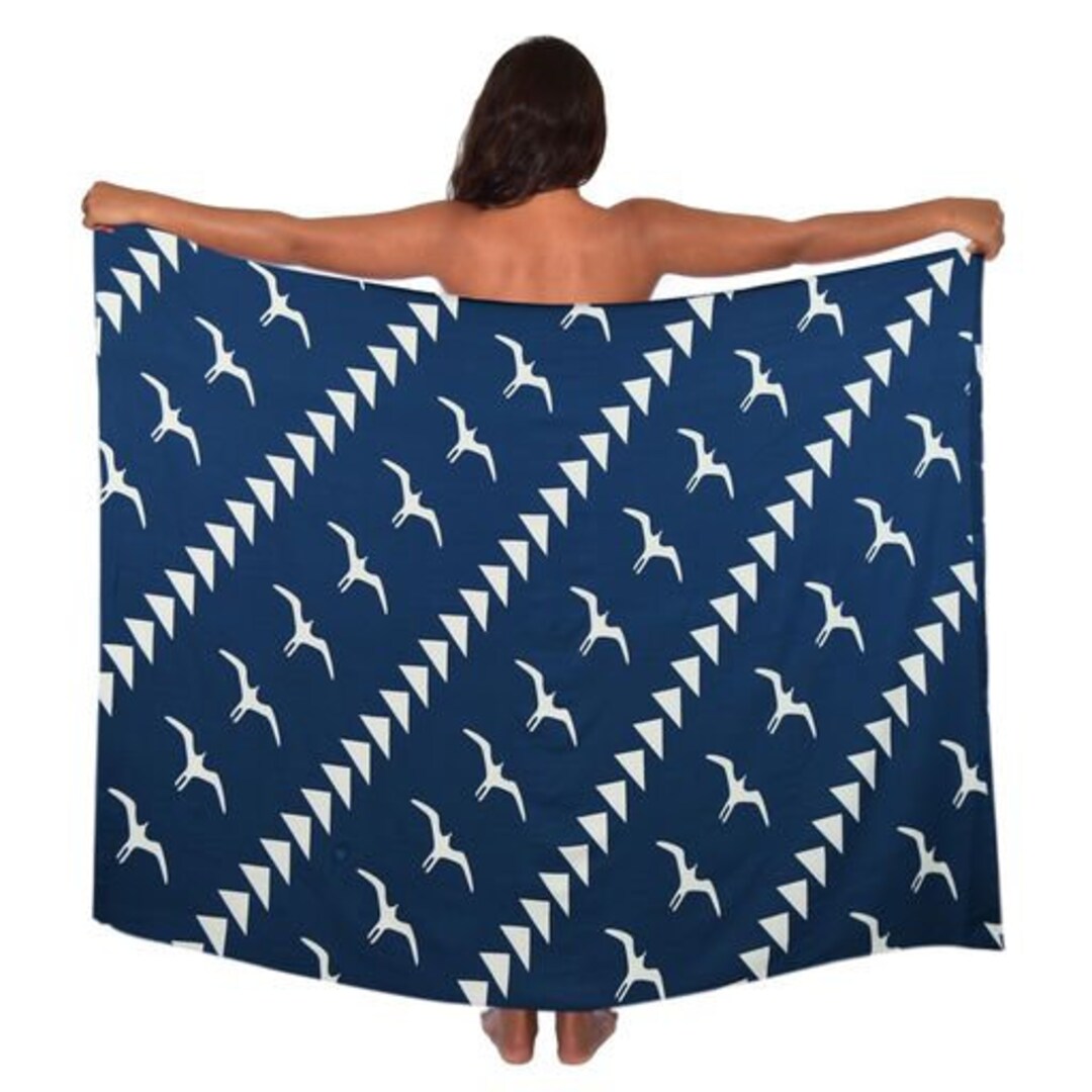 PREMIUM Flying Iwa Bird in Navy/white Pareo sarong Lava Lava 100% Rayon ...