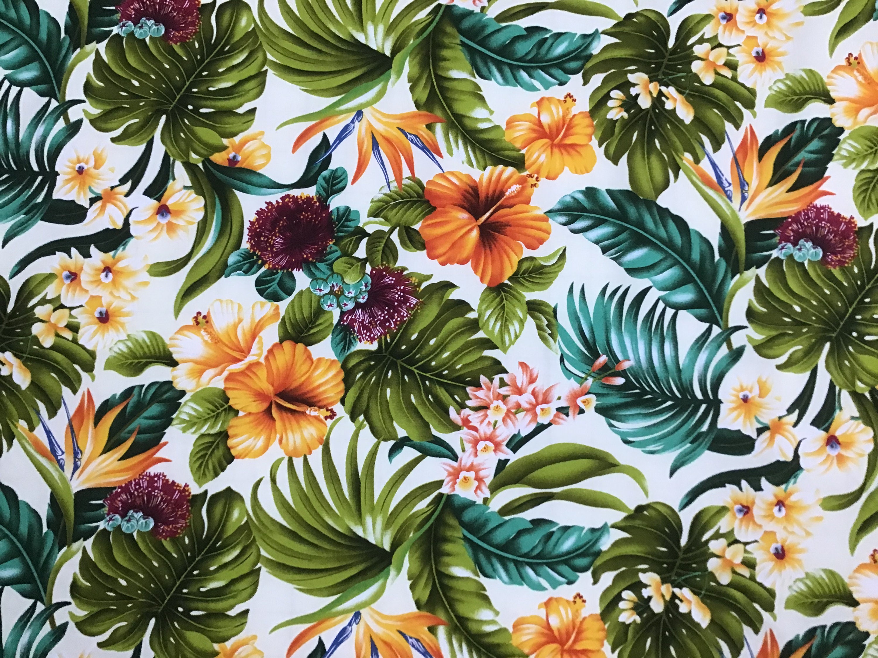 White Hawaiian Print Background