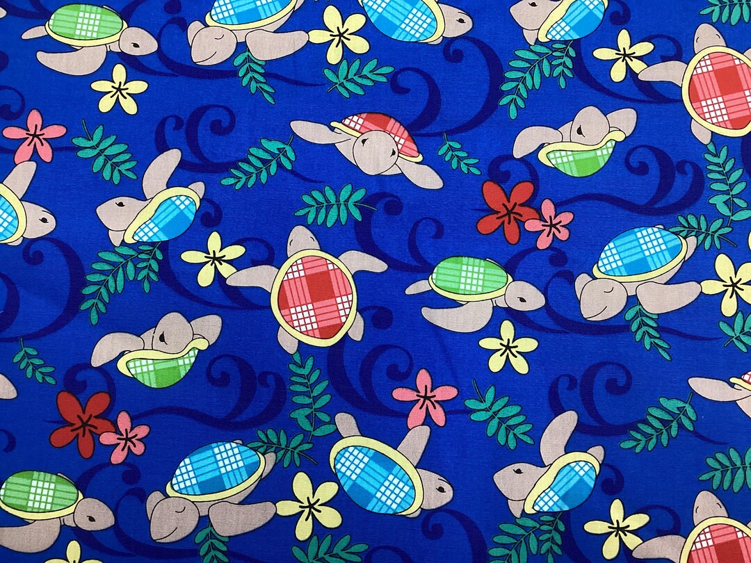 Palaka Design Honu (turtle) Hawaiian Print 100% Cotton Fabric Sold by ...