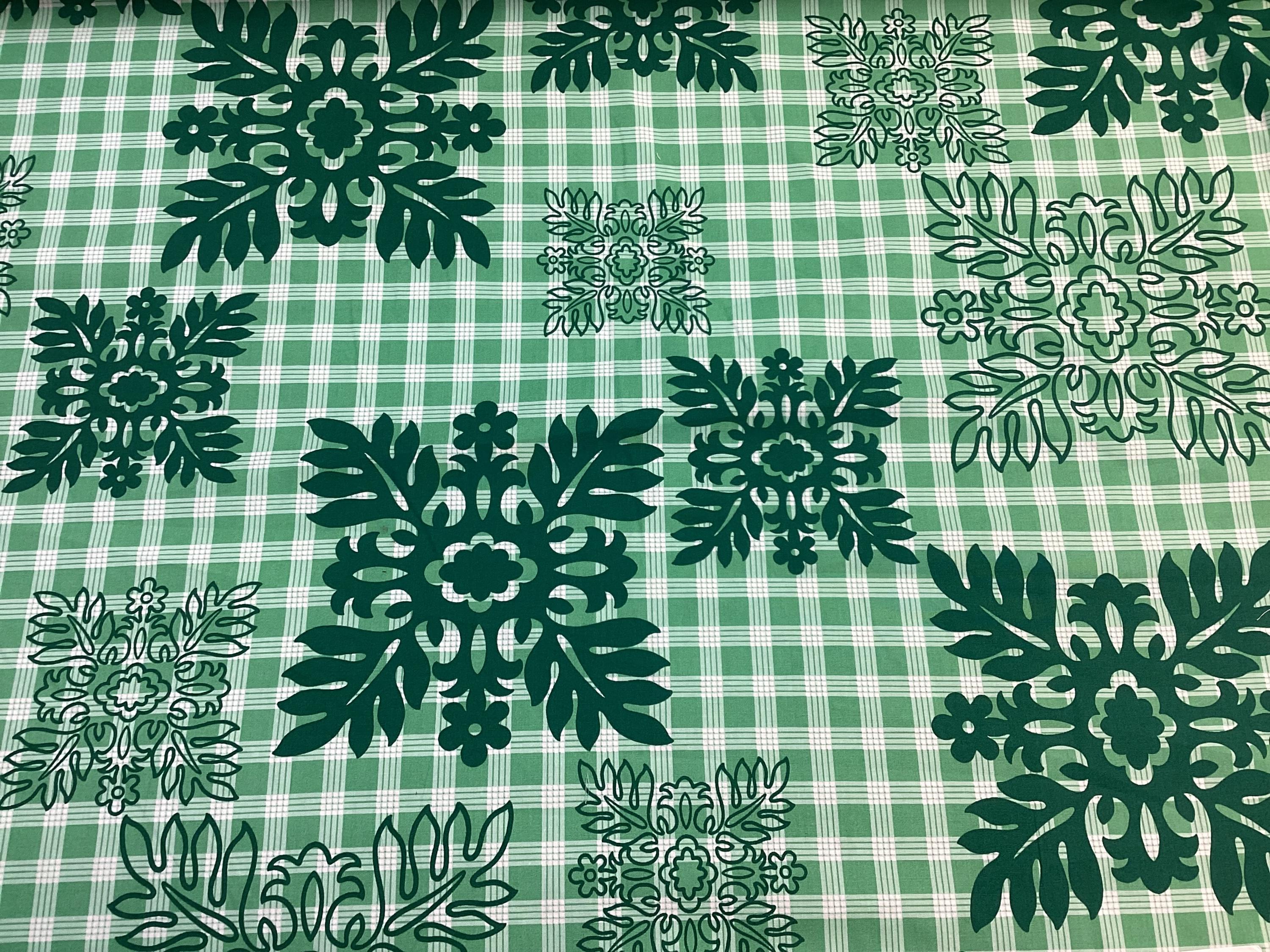 Printed Palaka With Quilt Design in Mint Green Color Hawaiian Print 100 ...