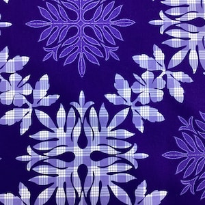 Purple Palaka Quilt Tropical Hawaiian Print Fabric 100% Cotton Sold by ...