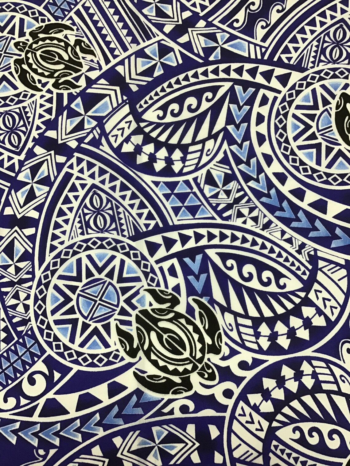 Royal Blue Honu Tribal Hawaiian Print in Poly-cotton (yardage Available ...