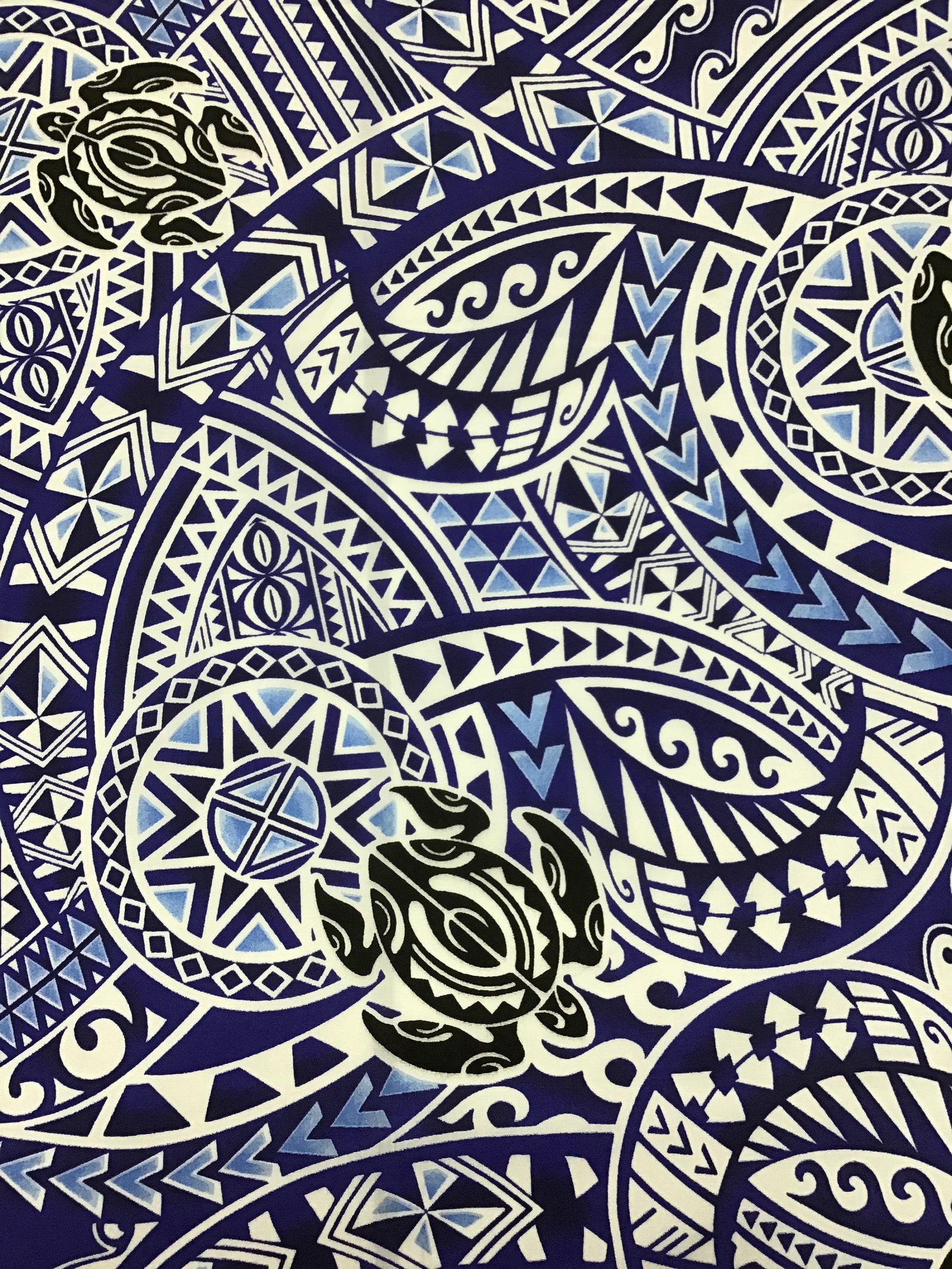 Royal Blue Honu Tribal Hawaiian Print in Poly-cotton (yardage Available ...