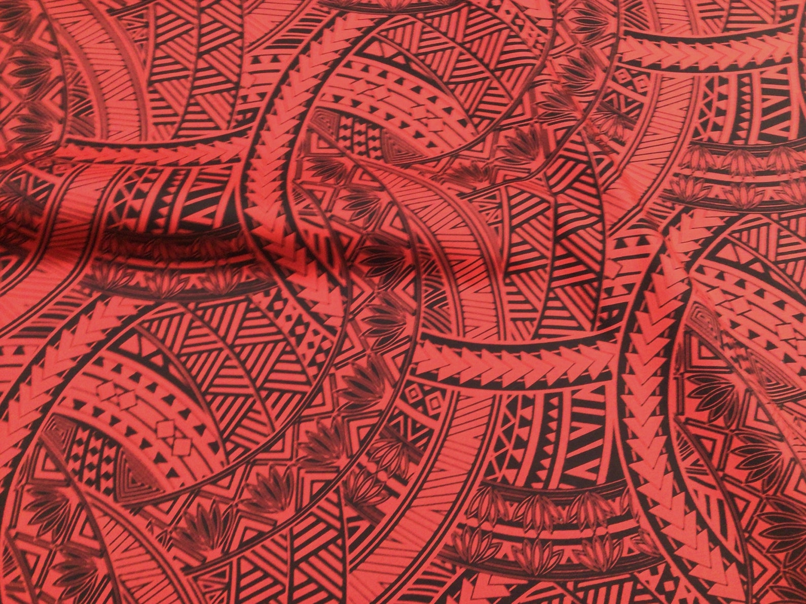 Red & Black Tribal Hawaiian Print Fabric - Etsy